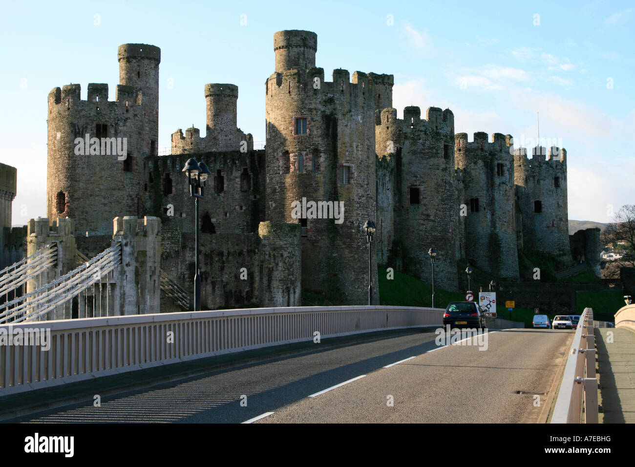 conwy castle across new road bridge north wales uk gb Stock Photo - Alamy