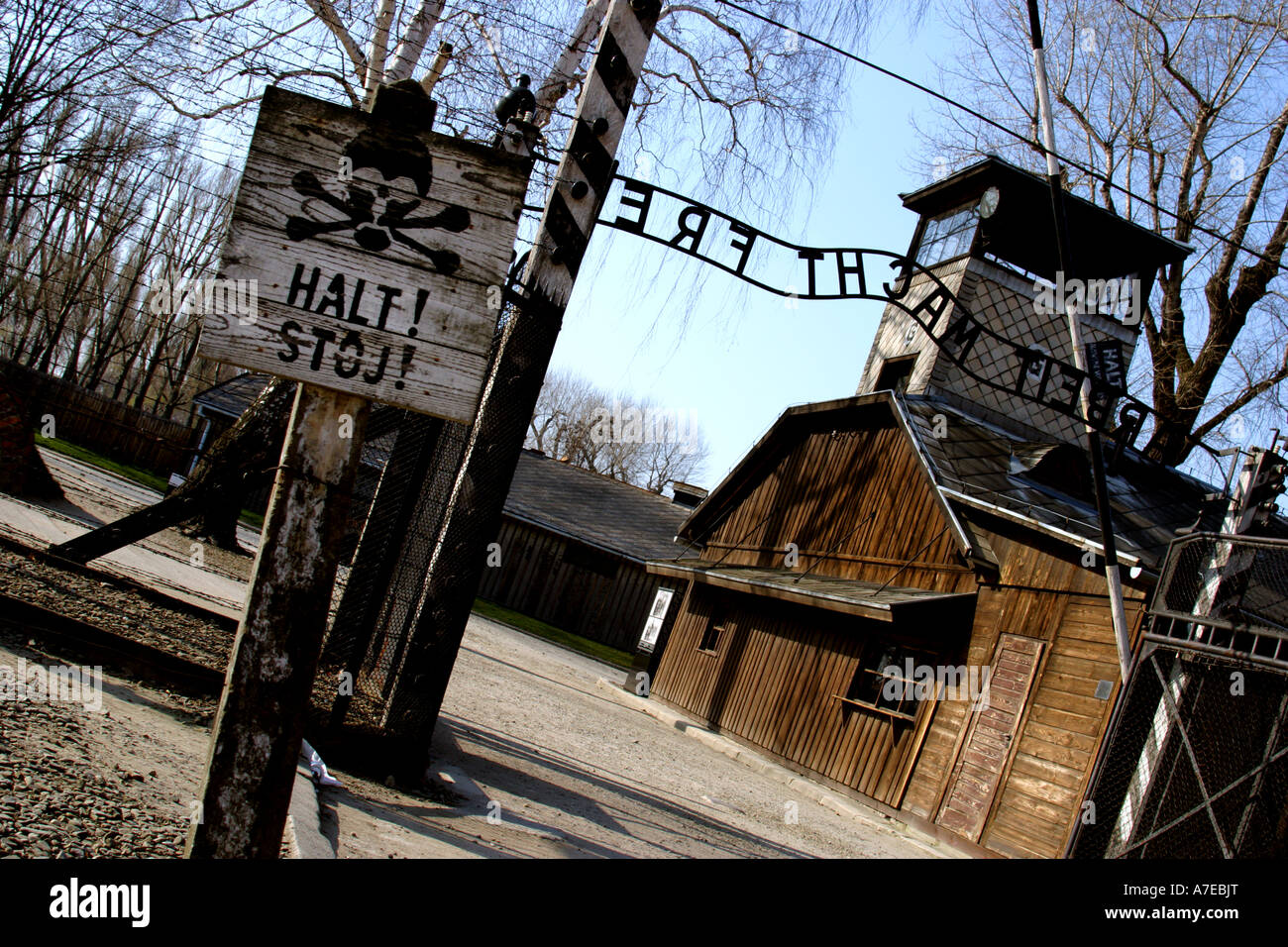 Auschwitz gate hi-res stock photography and images - Alamy