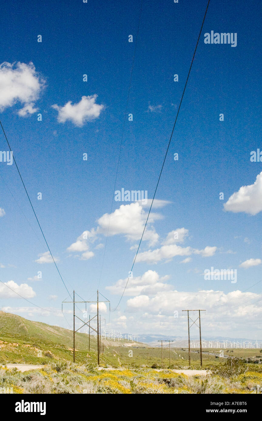 Electric transmission lines in the Southern California high desert ...