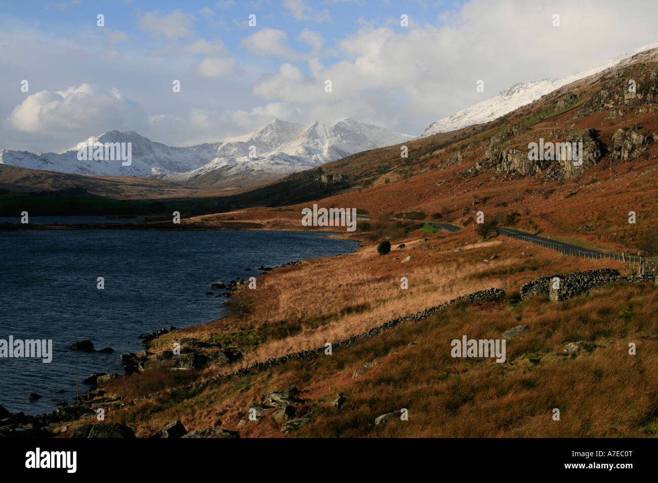 mount snowdon snowdonia national park winter snow clad north wales uk ...