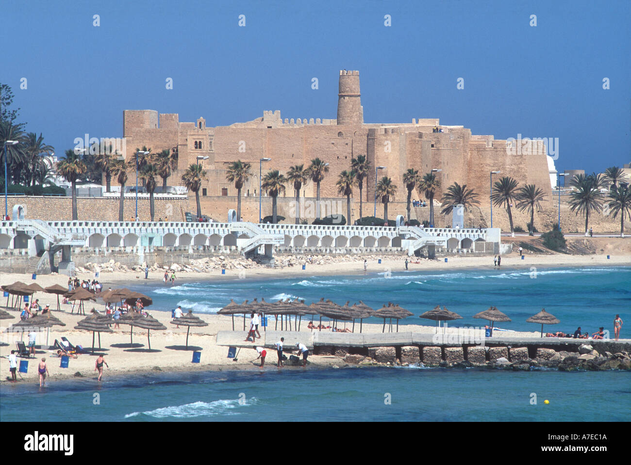 Monastir Tunisia Beach and Ribat View Stock Photo: 519194 - Alamy