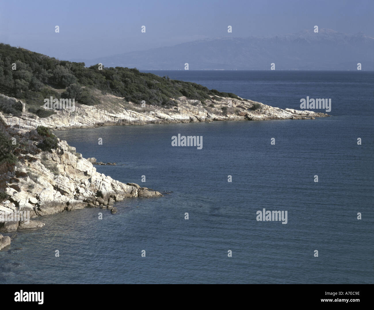 view on mount athos from sithonia agius orous gulf macedonia greece ...