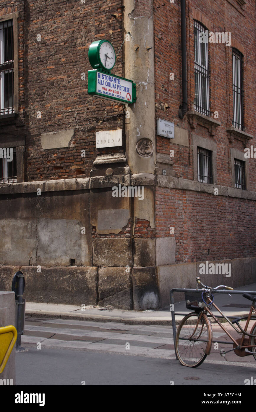 Milano,street,clock on a wall,local area Stock Photo - Alamy