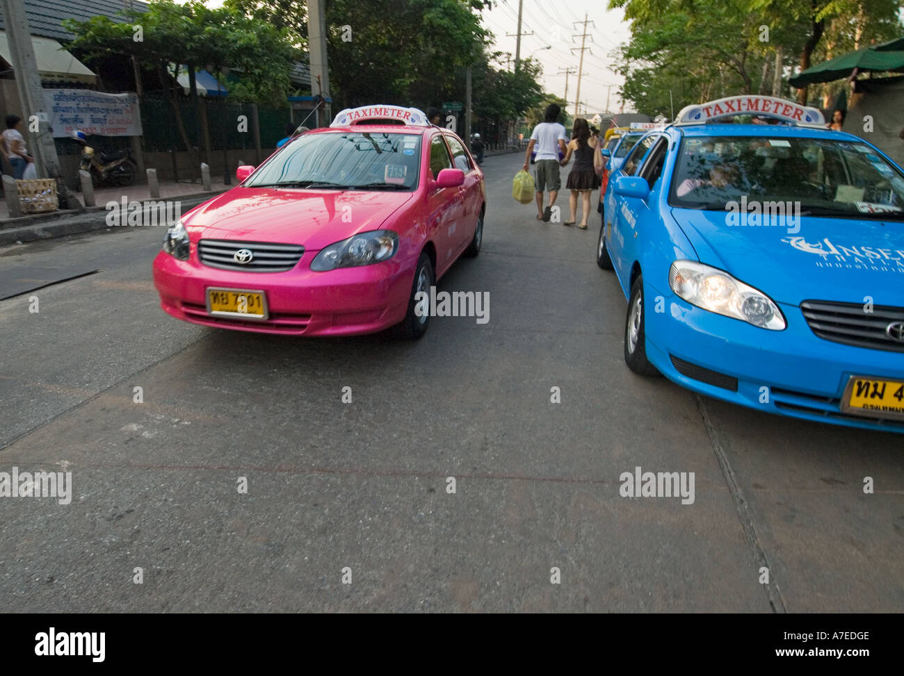 Colourful taxis in Bangkok Thailand 2006 The rainbow palette of ...