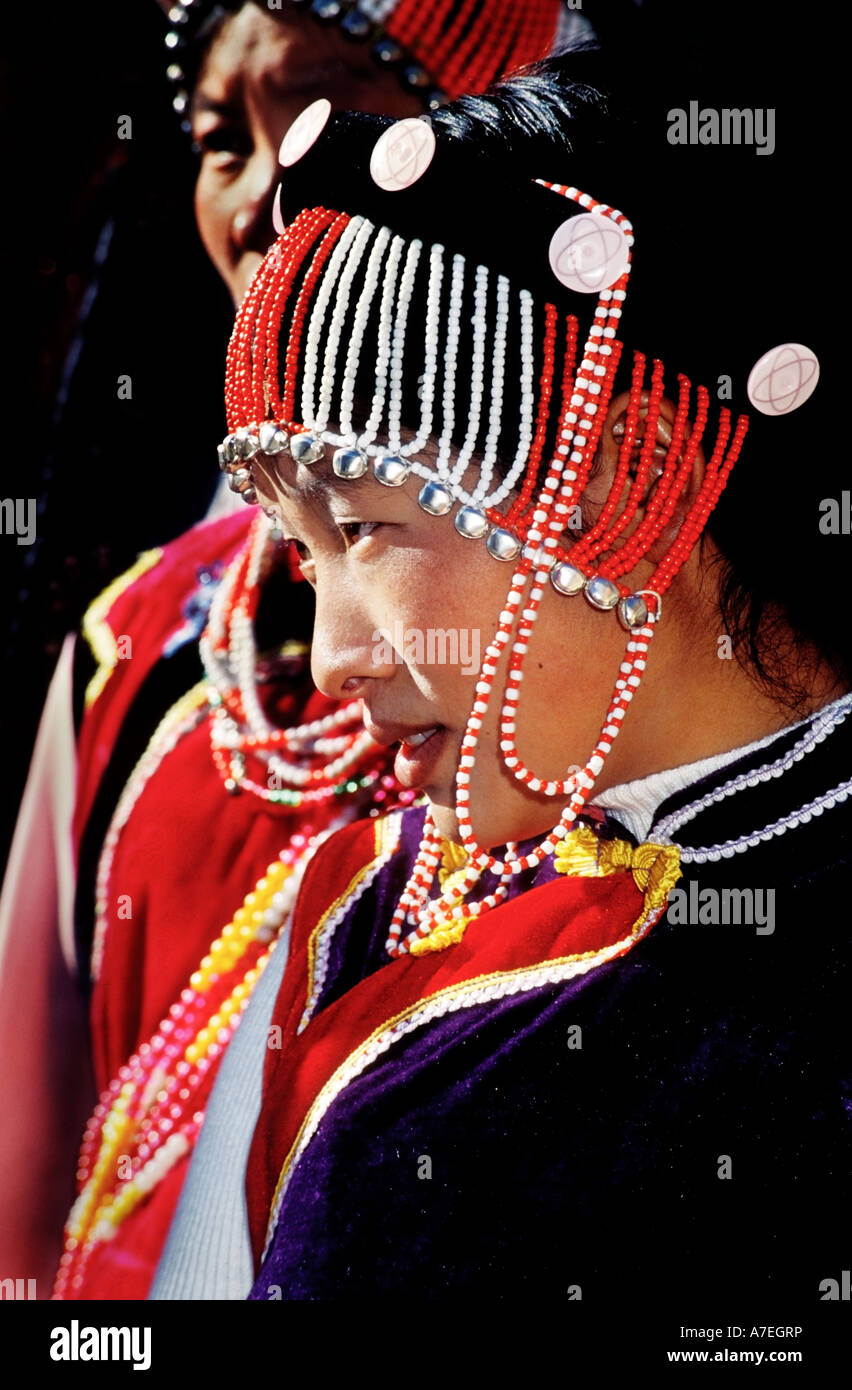 Profile shot of a Lisu girl in traditional dress Stock Photo - Alamy