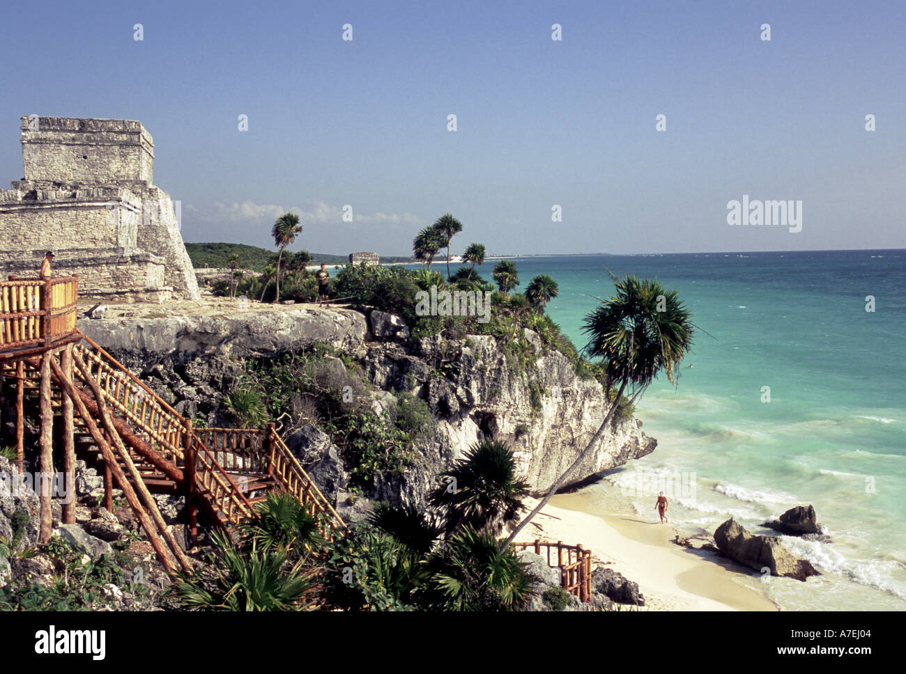 North America, Mexico, Yucatan, El Castillo. Mayan ruins of Tulum Stock ...