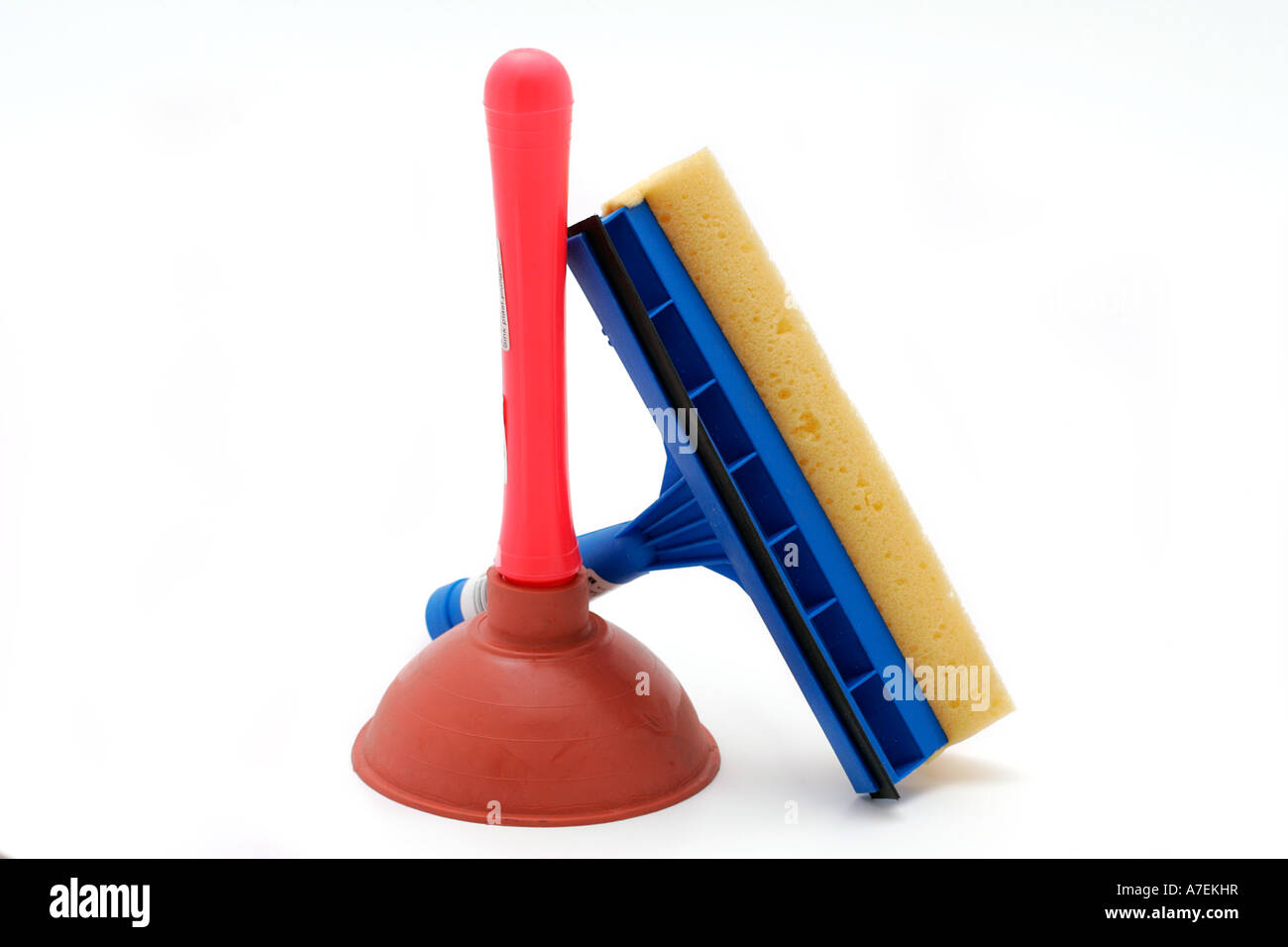 plunger tool unplug clean squeegee window house work cleaning Stock ...