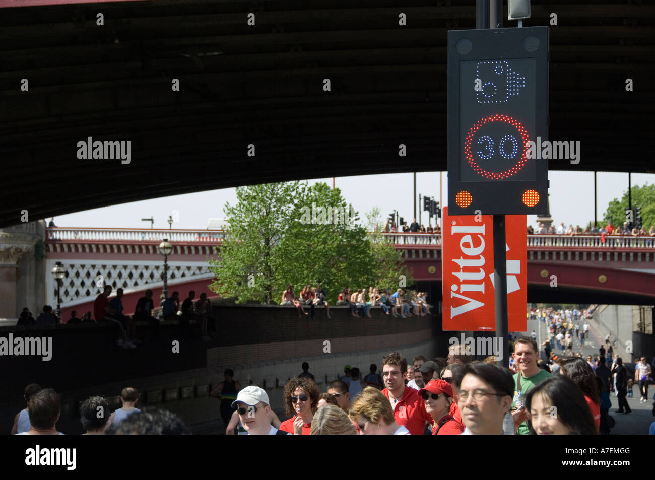 Speed camera operating at the Flora London Marathon 2007, set off by ...