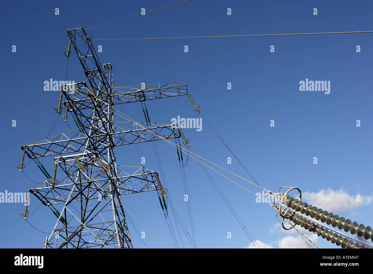 Electricity Pylon with High Tension Insulators Stock Photo - Alamy