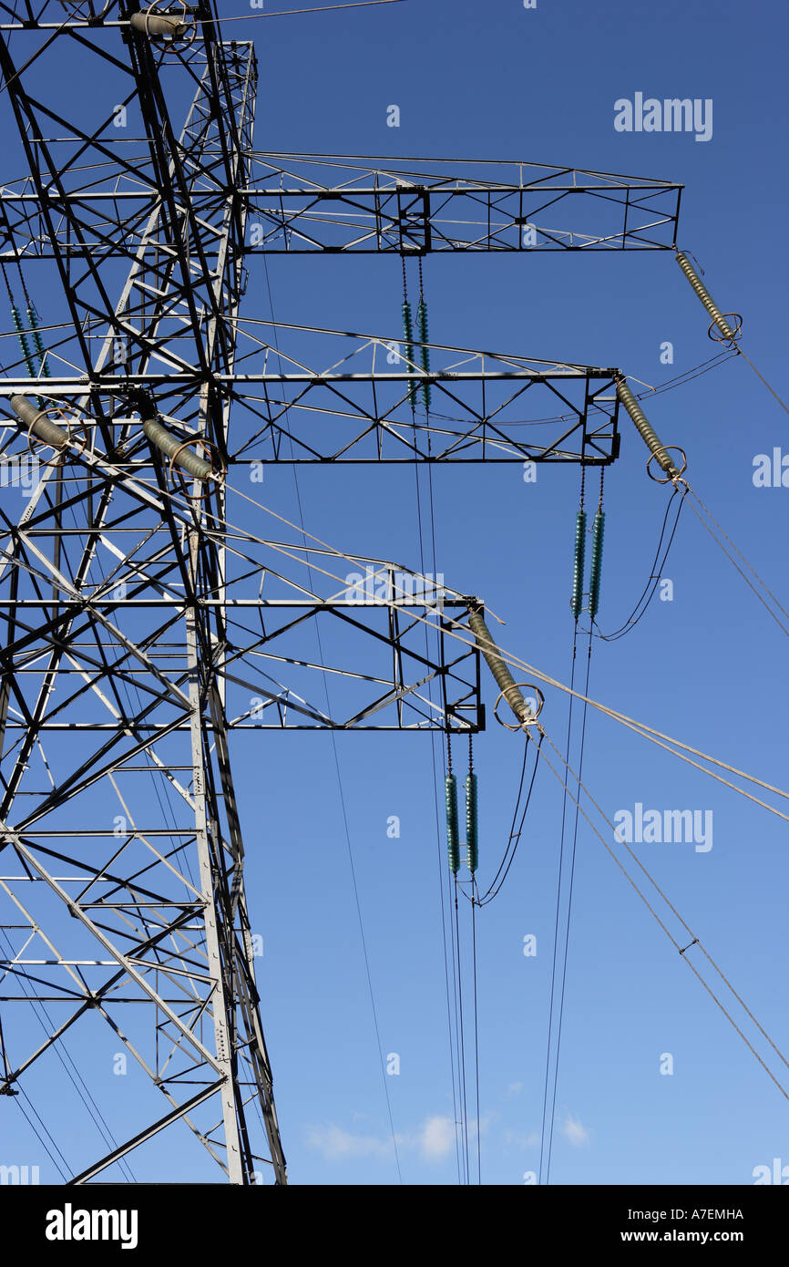 Electricity Pylon with High Tension Insulators Stock Photo - Alamy