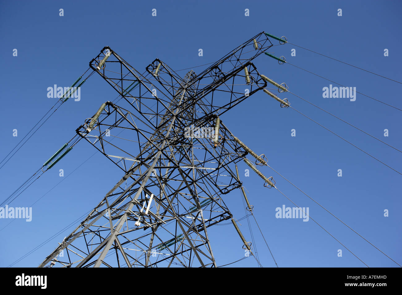 Electricity Pylon with High Tension Insulators Stock Photo - Alamy