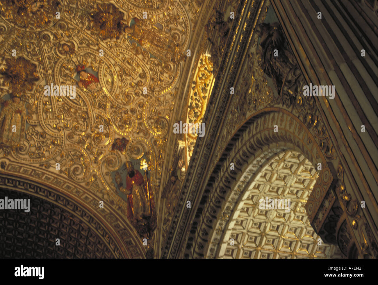 North America, Mexico, Oaxaca Interior ceiling detail at Santo Domingo ...