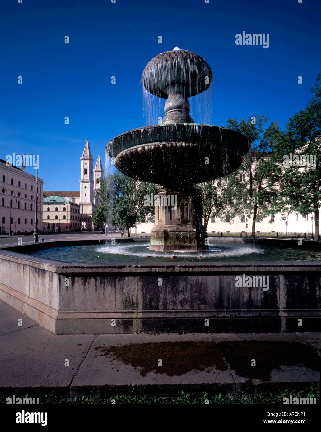 St Ludwig's Church (Ludwigskirche) and fountain Munich Germany Stock ...