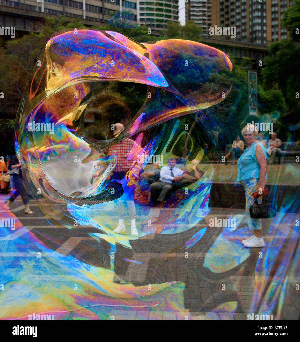 Large bubbles float through the air at Circular Quay in Sydney ...