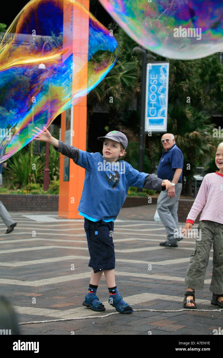 Large bubbles float through the air at Circular Quay in Sydney ...