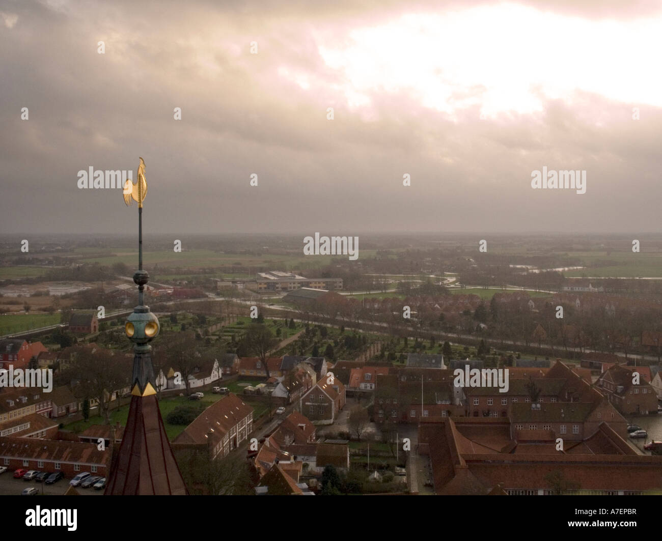 Denmark Ribe Aerial seen from Cathedral Stock Photo - Alamy