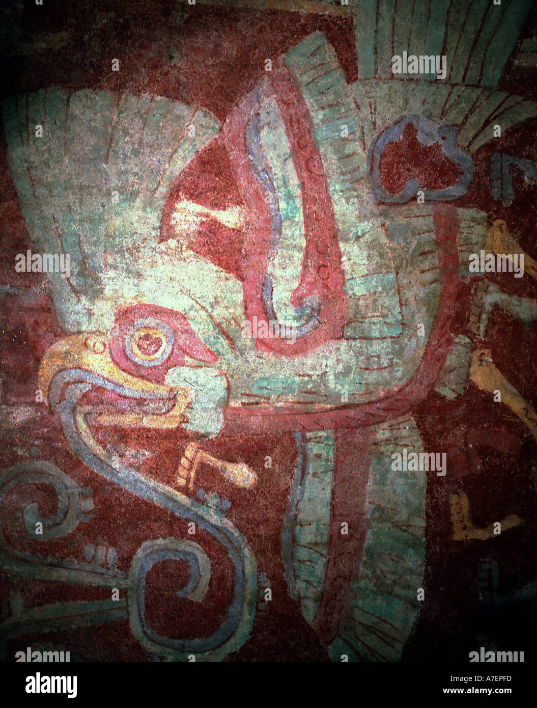 Mexico, Teotihuacan. Ancient murals from pre-hispanic (Olmec/Maya/Aztec ...