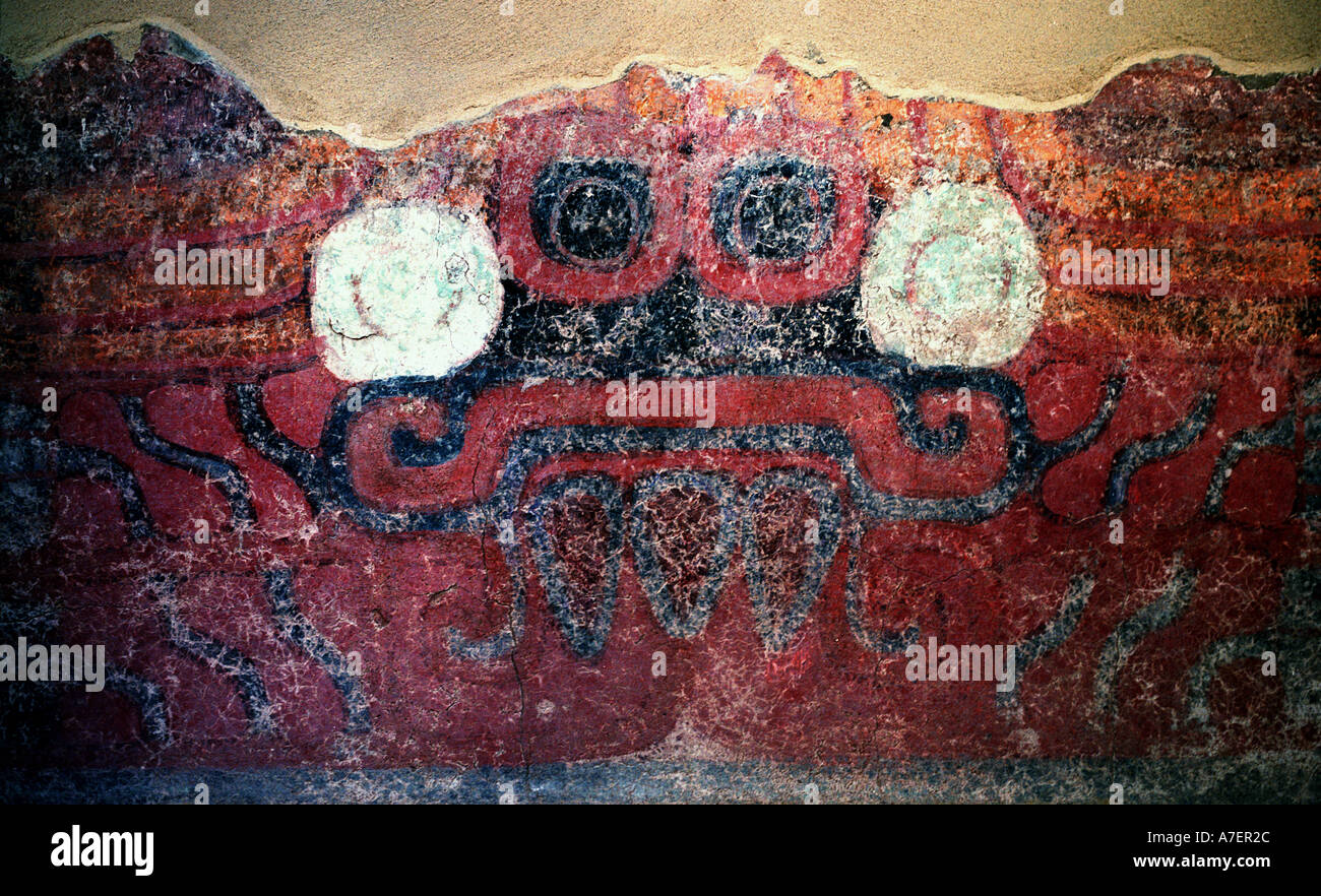 Mexico, Teotihuacan. Ancient murals from pre-hispanic (Olmec/Maya/Aztec ...