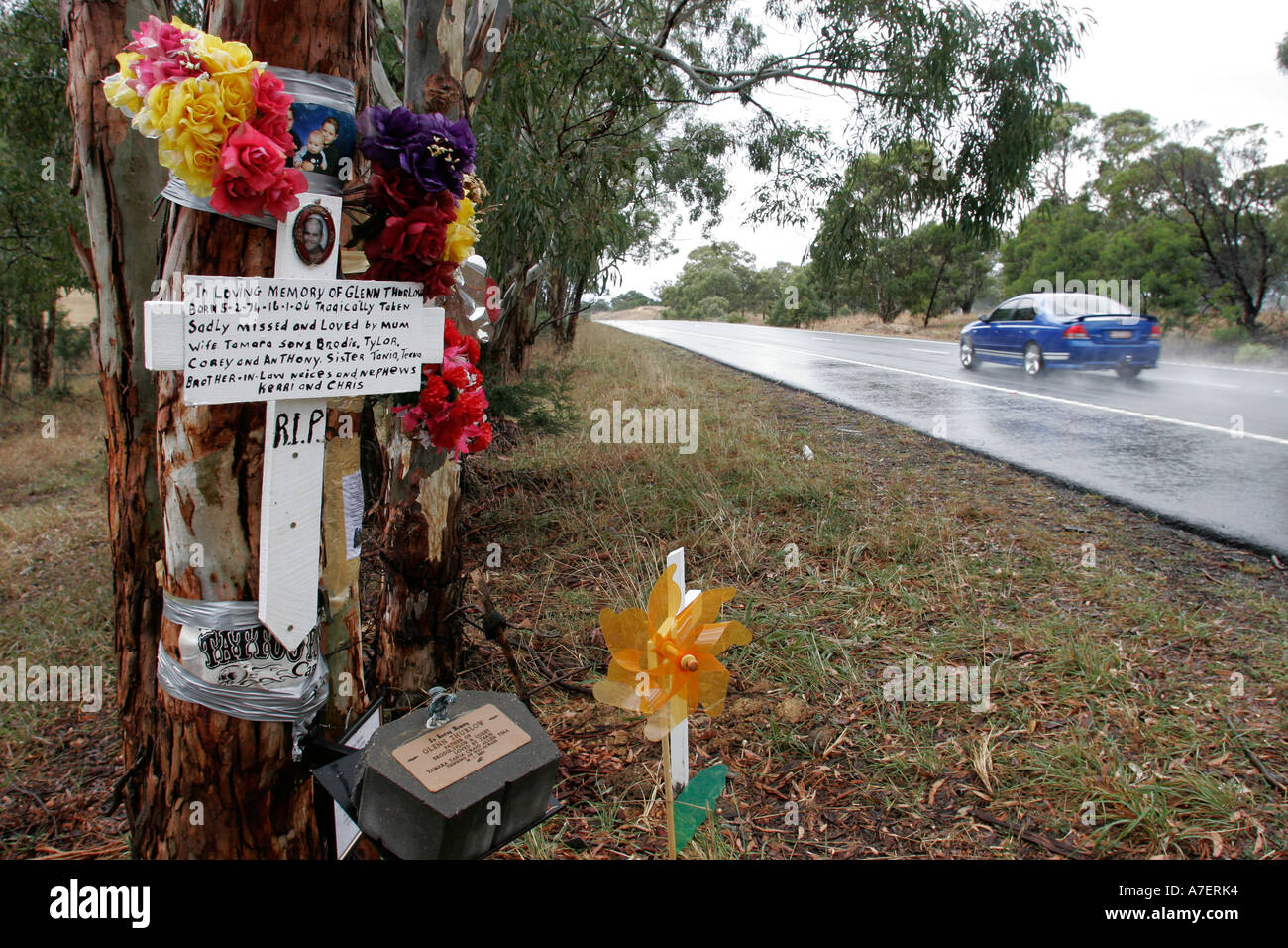 A Roadside death memorial Stock Photo - Alamy