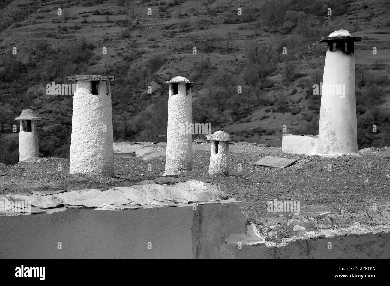 House with chimneys Black and White Stock Photos & Images - Alamy
