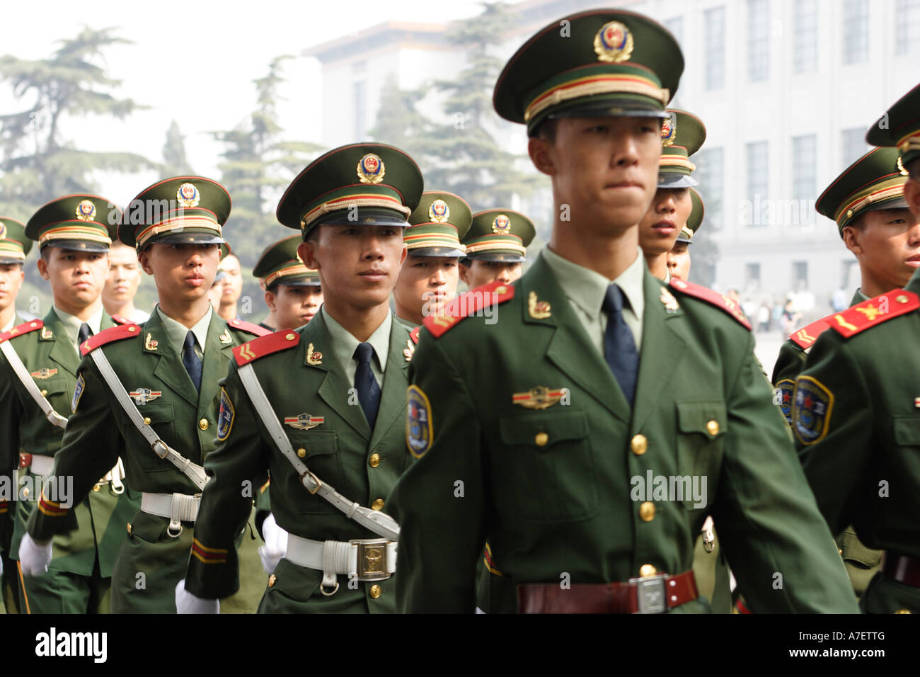 Red Guard Soldiers marching in Tiananmen Square Beijing China Stock ...