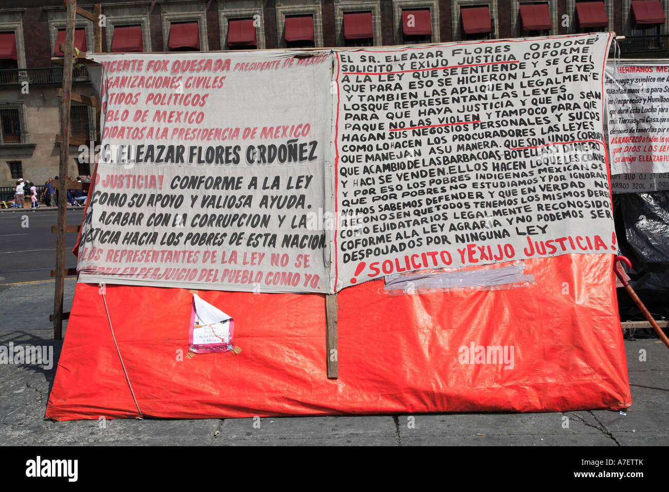 Banner by supporters of Mexico's defeated left wing presidential ...