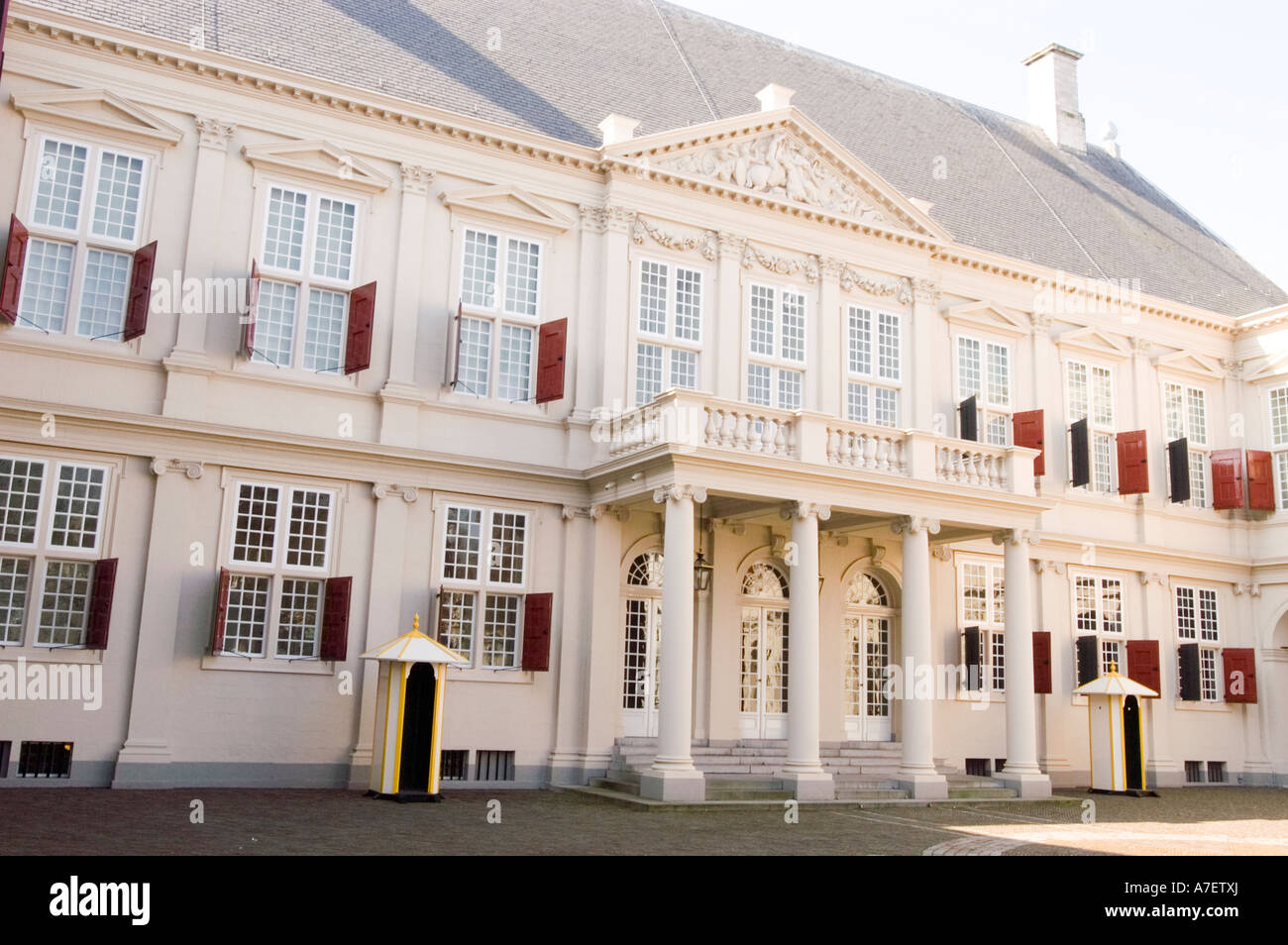 White classical building of The Old Court or Noordeinde Palace Den Haag ...