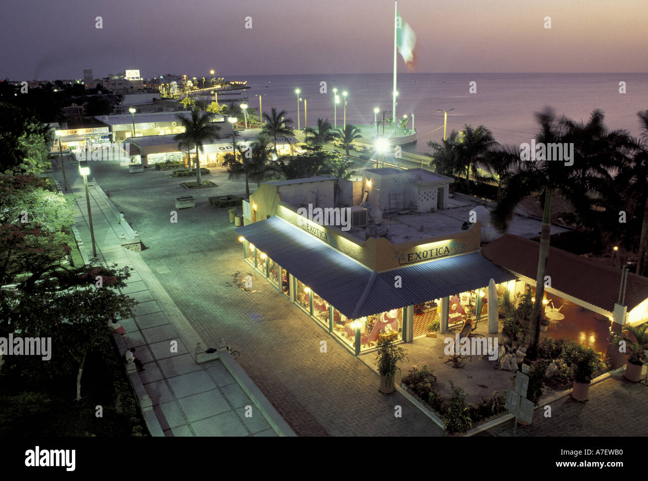 NA, Mexico, Quintana Roo, Cozumel Island, San Miguel. Night scenic ...