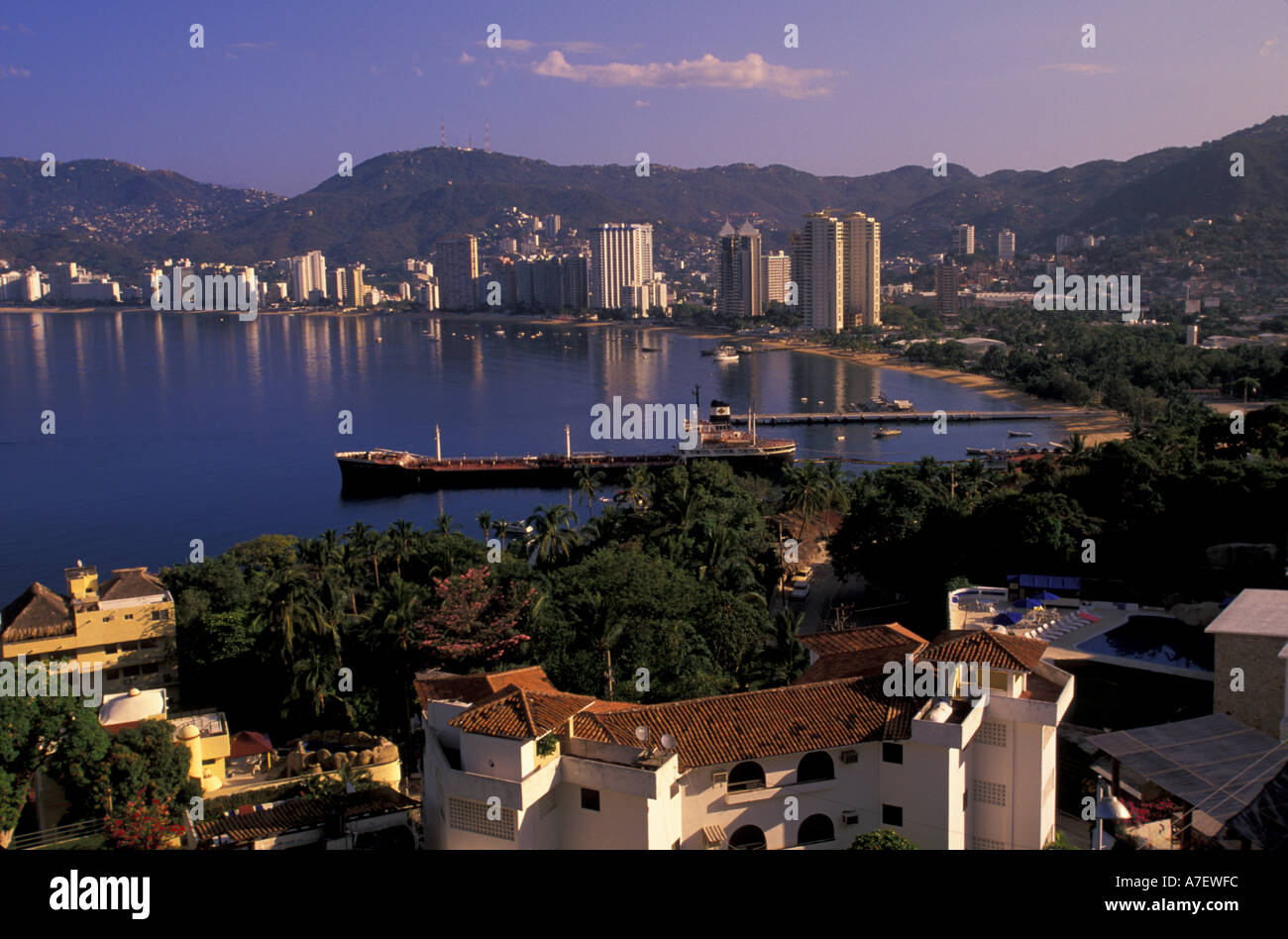 North America, Mexico, Guerrero Acapulco Scenic view of waterfront and ...