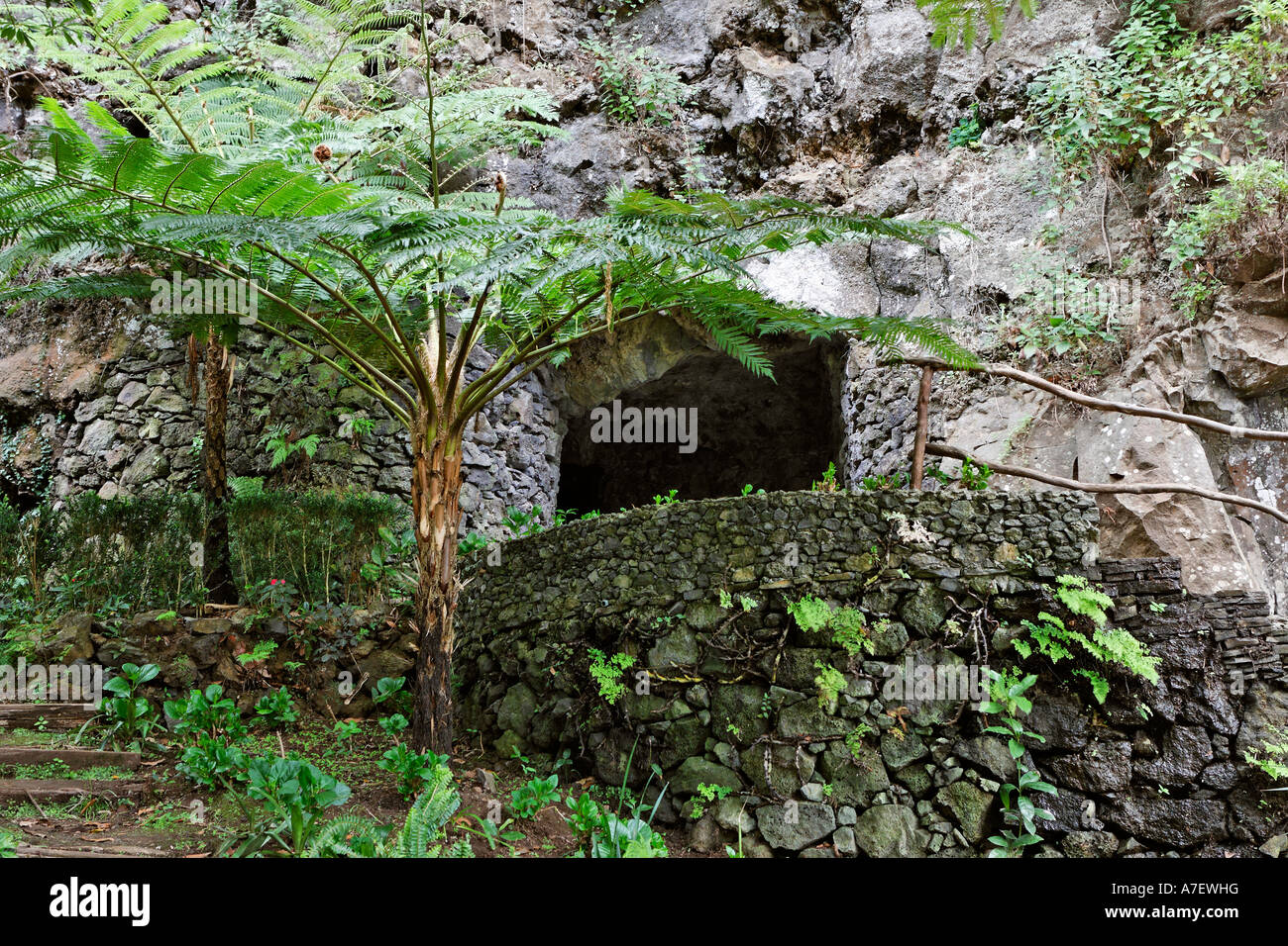 The entrance to the lava caves , Sao Vicente, Madeira, Portugal Stock ...