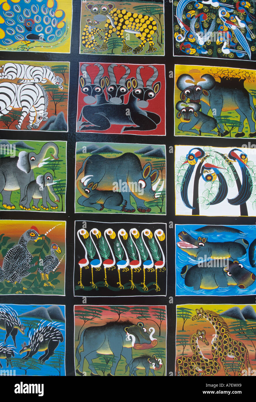 Tinga-tanga art - traditional painting, Zanzibar Stock Photo - Alamy