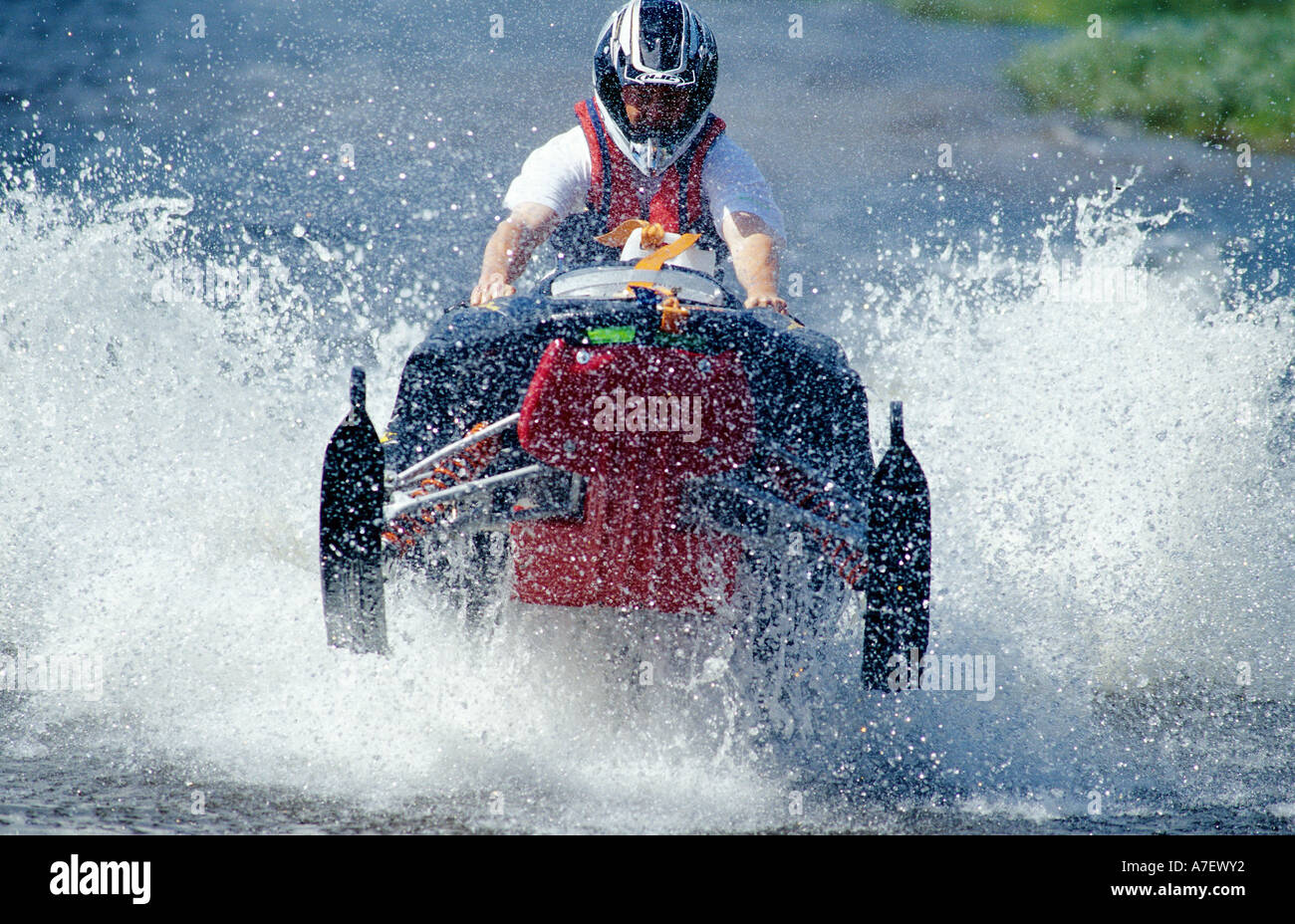 Snowmobile in the water. Dalarna, Sweden Stock Photo - Alamy