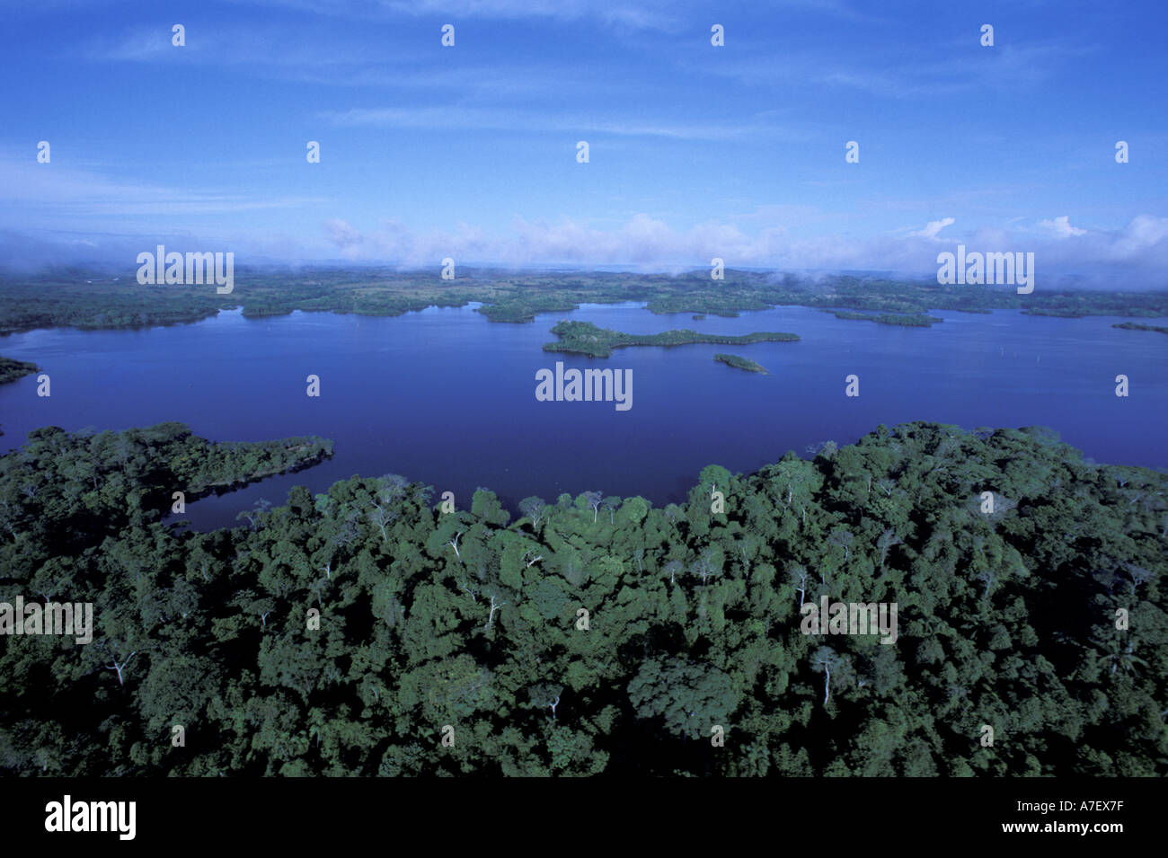 Central America, Panama, Barro Colorado Island, Aerial view of Barro ...