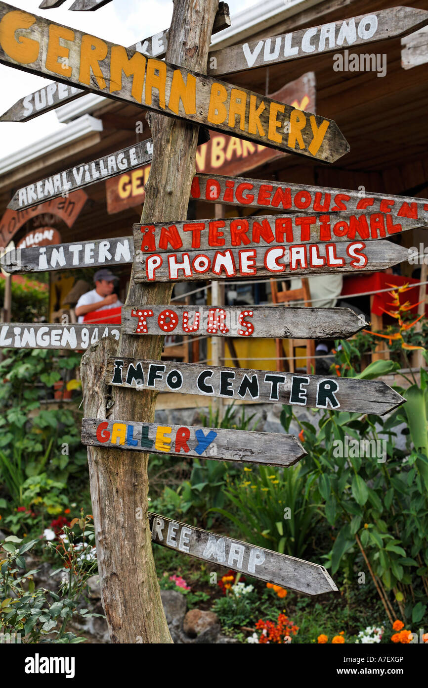 Signpost in Nuevo Arenal, Costa Rica Stock Photo - Alamy