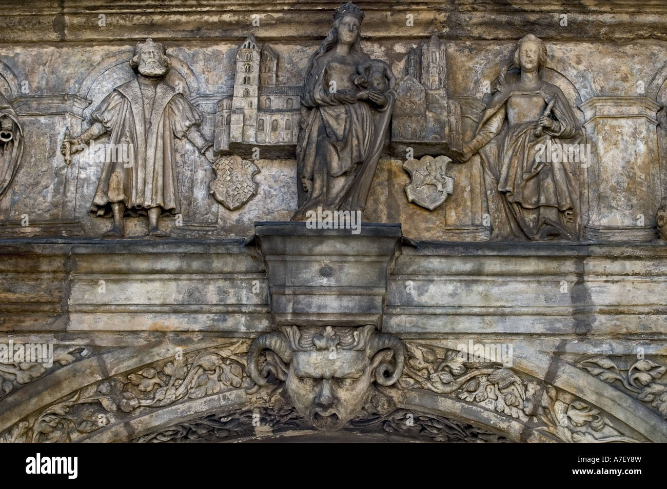 Relief of the founders of the Bamberg Cathedral (Emperor Henry II and ...