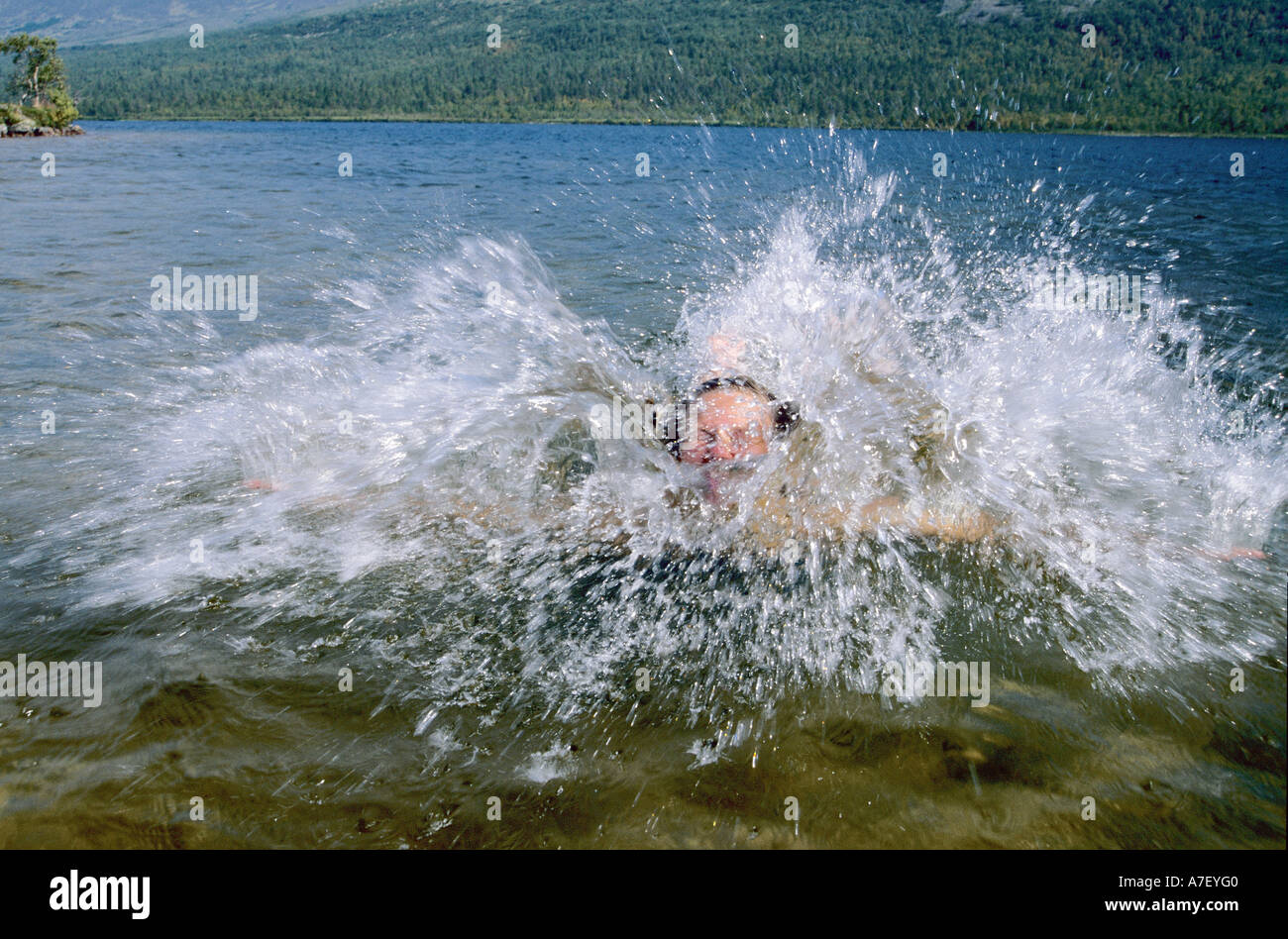 Hiker lake splashing water hi-res stock photography and images - Alamy