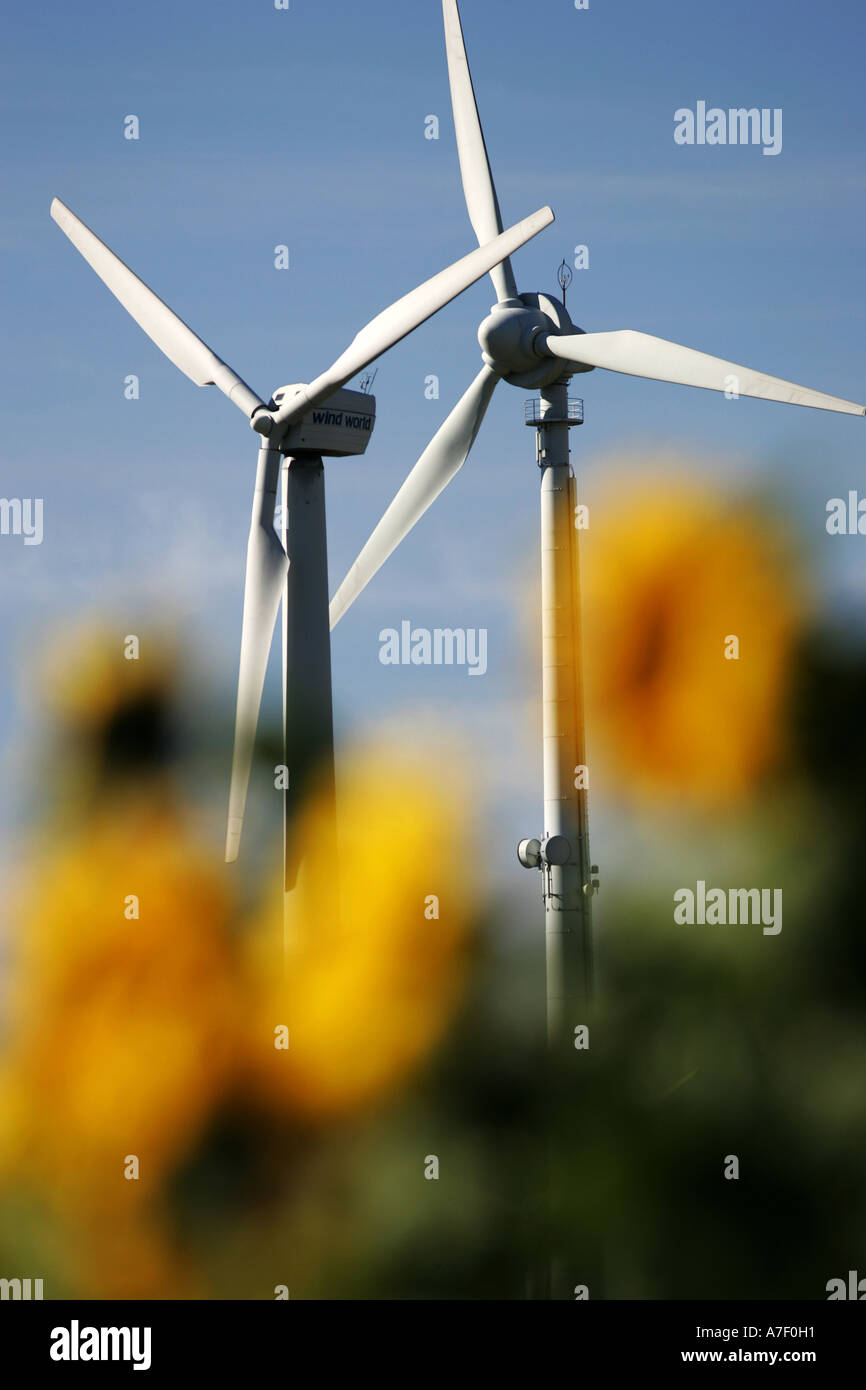 Wind energy, wind turbines, alternative energy production Stock Photo ...