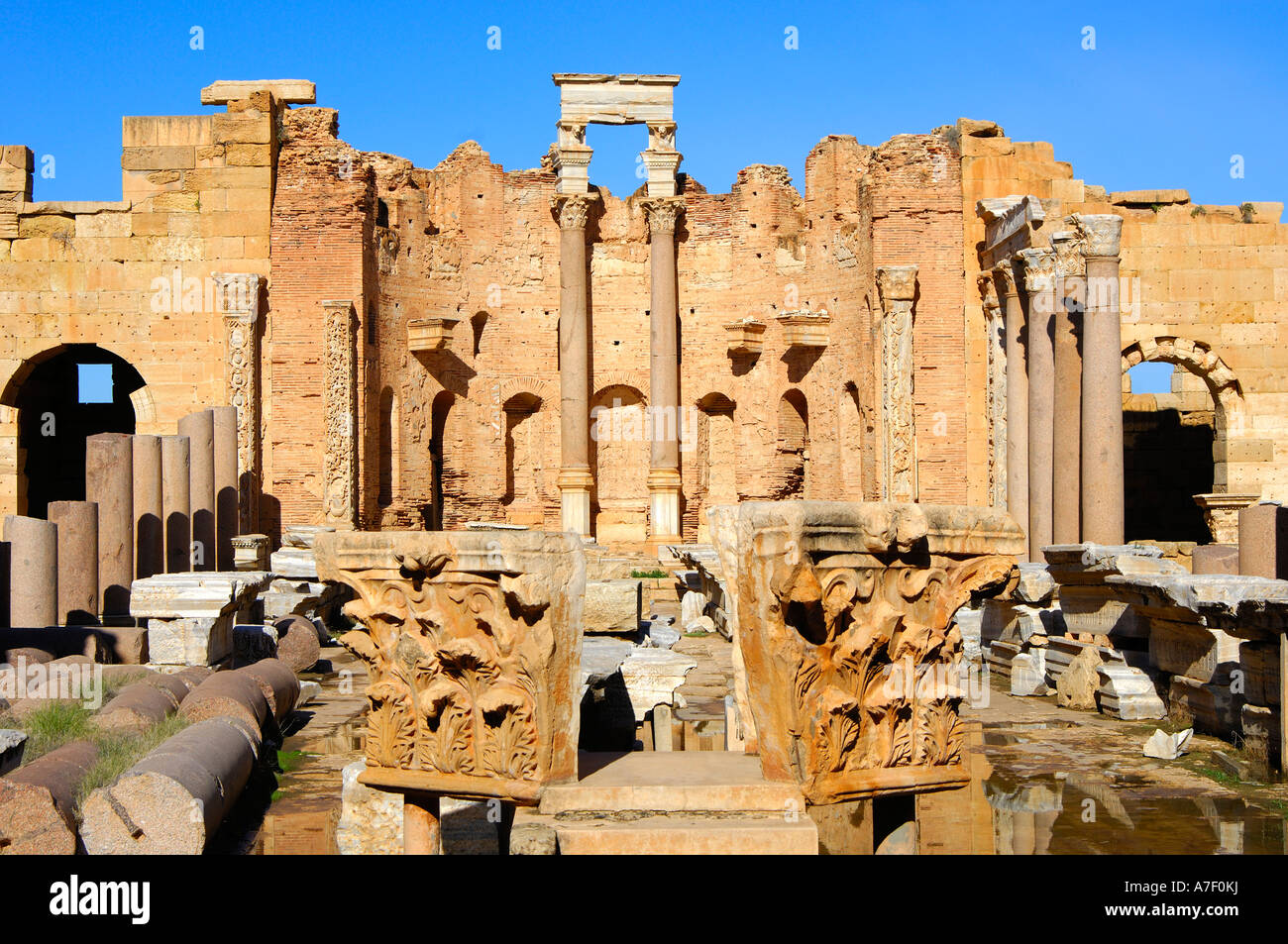 Severan Basilica, Ruins of the Roman City Leptis Magna, Libya Stock ...