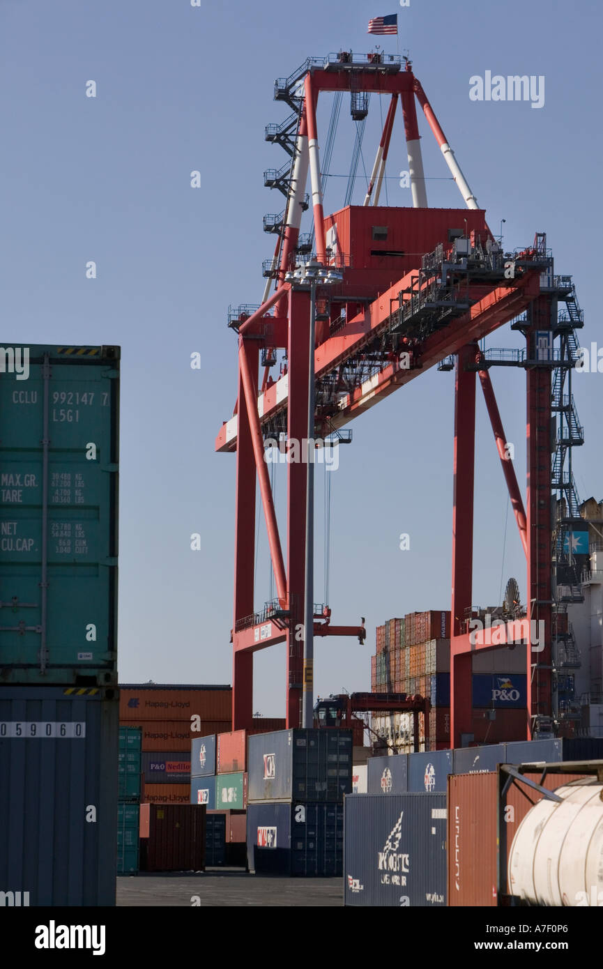 Straddle carriers operate in the Port of Newark Container Terminal in ...