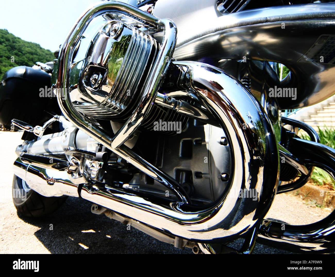 Closeup of polished engine on BMW motorcycle Stock Photo - Alamy