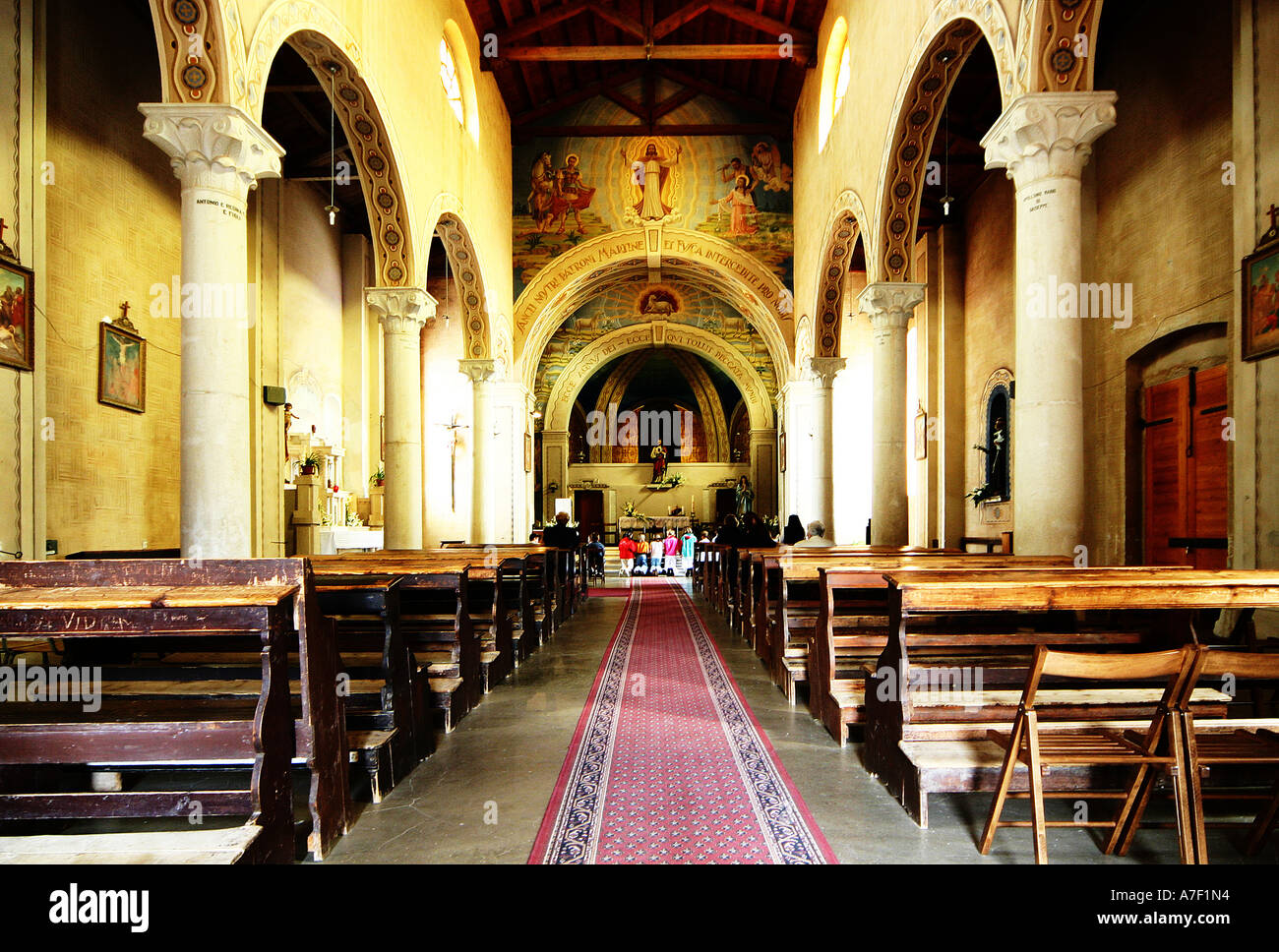 Interior of Catholic church in Croatian village of Vrsar in Istria ...