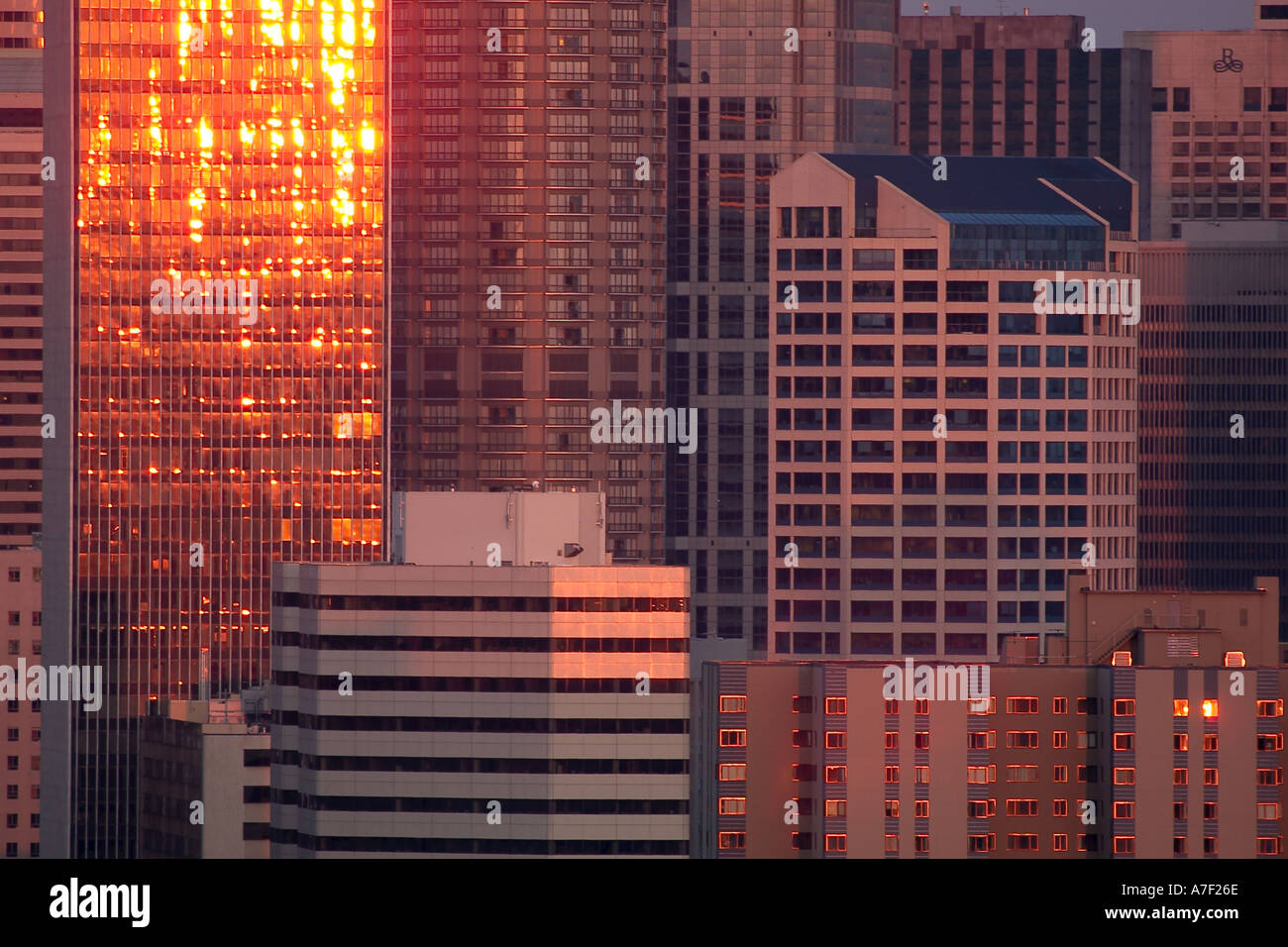 downtown office buildings at sunset Seattle Washington USA Stock Photo ...