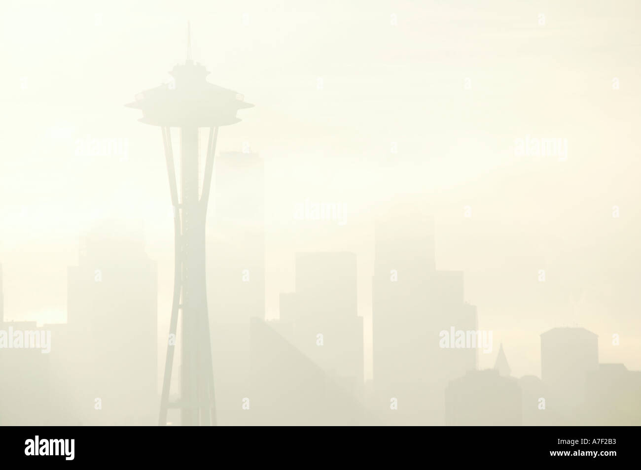 Space Needle and Seattle Washington Skyline in fog Stock Photo - Alamy