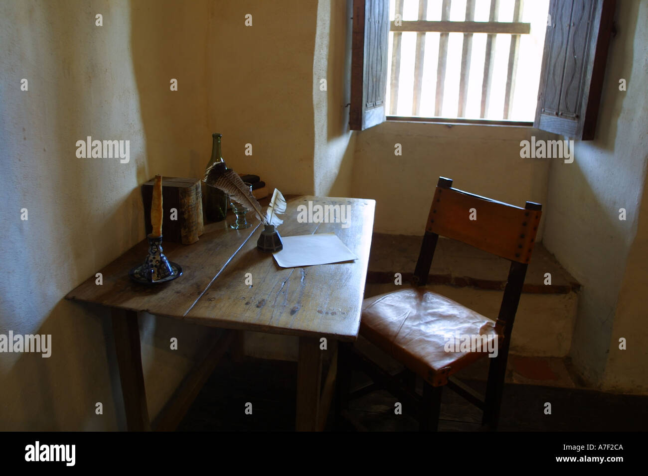 Writing desk in Priest's quarters at Mission La Purisima est 1787 ...