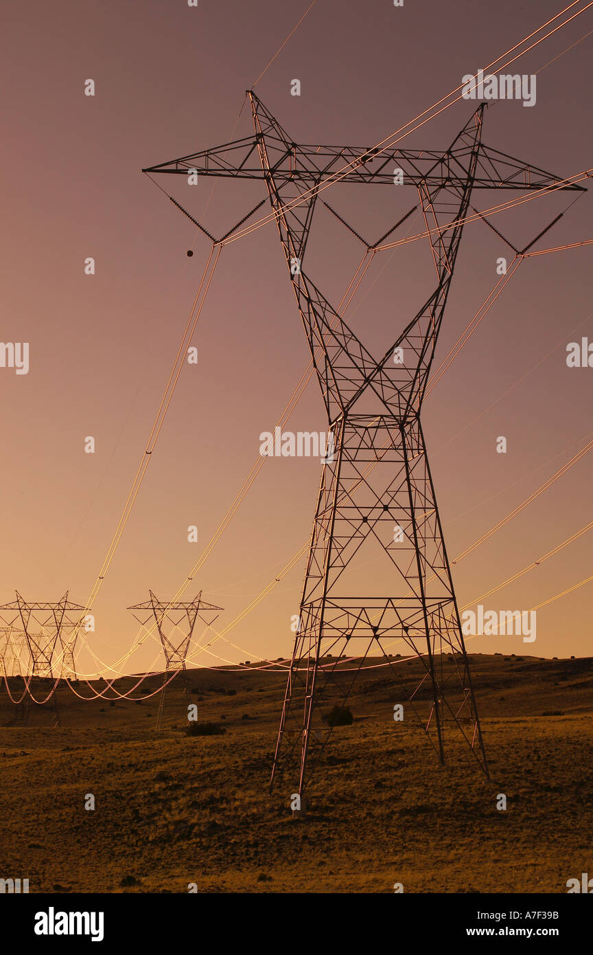 Electric power transmission towers near Springerville Arizona Stock ...
