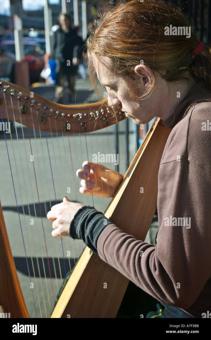 Celtic Harp Street Musician Pike Place Market Seattle Washington Stock ...