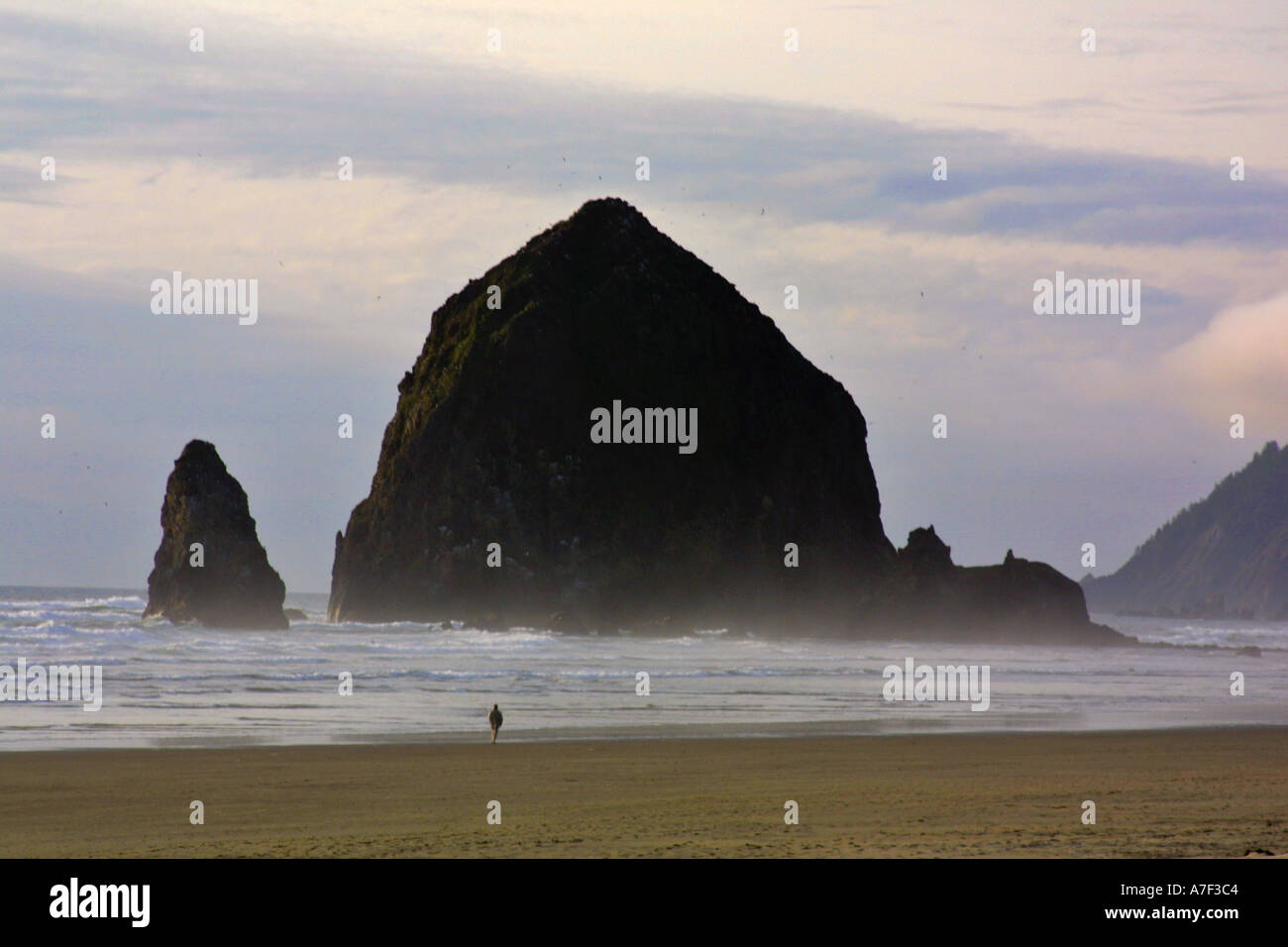 Haystack rock cannon beach person hi-res stock photography and images ...