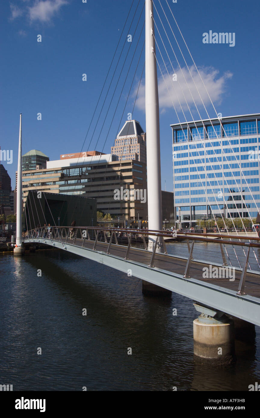 Stock photo of Pedestrian bridge at the Inner Harbor in Baltimore ...