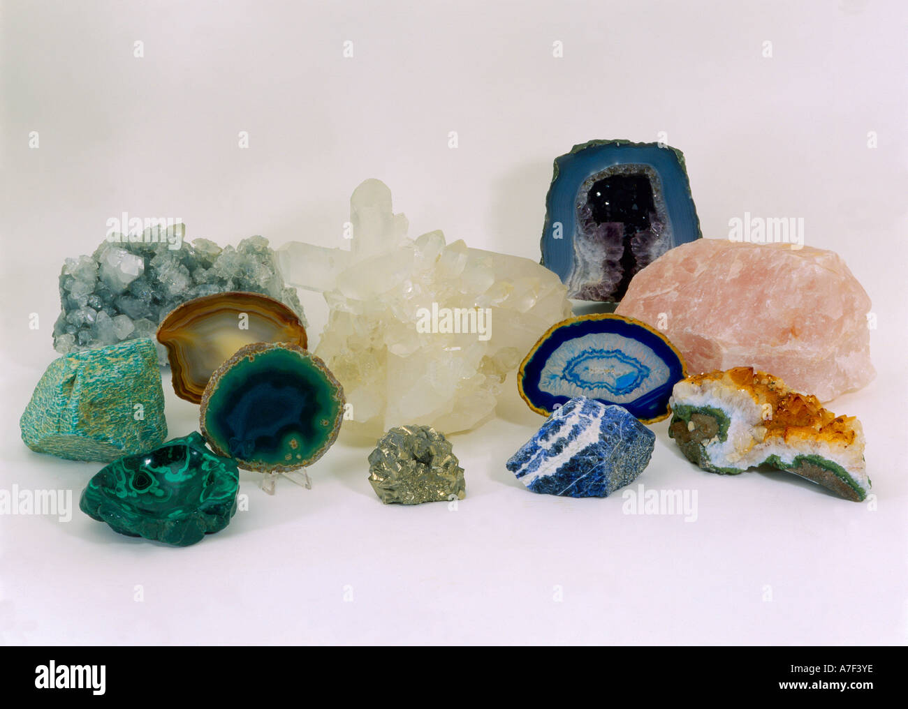 Collection Of Crystals & Rocks Stock Photo - Alamy