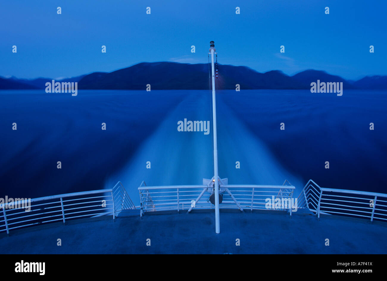 USA Alaska Inside Passage Alaska Marine Highway Ferry sails toward ...